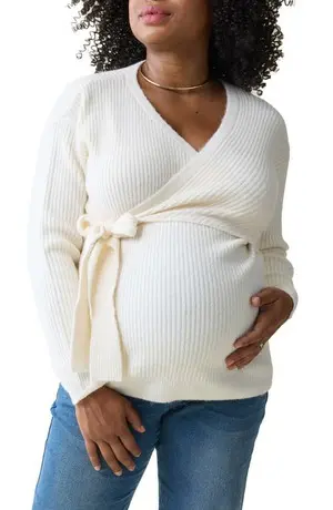 INGRID & ISABEL® Rib Maternity/nursing Wrap Sweater - Cream