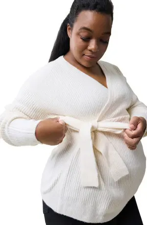 INGRID & ISABEL® Rib Maternity/nursing Wrap Sweater - Cream