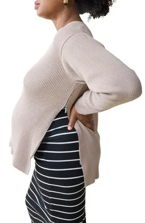 INGRID & ISABEL® Side Zip Rib Maternity/nursing Sweater