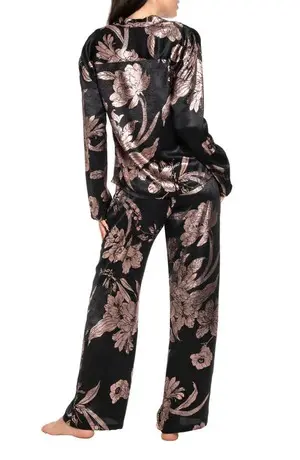 MIDNIGHT BAKERY Print Satin Pajamas