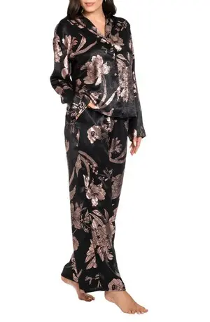 MIDNIGHT BAKERY Print Satin Pajamas