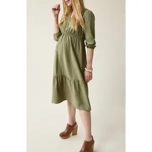 Ingrid & Isabel® Button Front Tiered Woven Maternity/nursing Dress