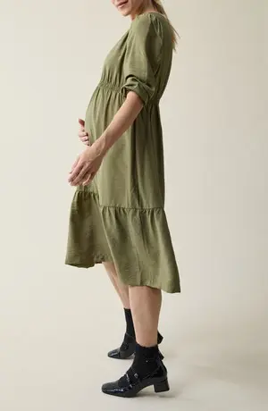 Ingrid & Isabel® Button Front Tiered Woven Maternity/nursing Dress