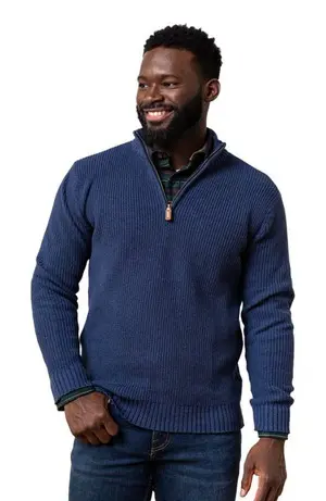 HOPE & HENRY Organic Half Zip Pullover - Navy Marl