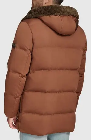 Andrew Marc Water Resistant Puffer Parka With Faux Shearling Lining - Copper