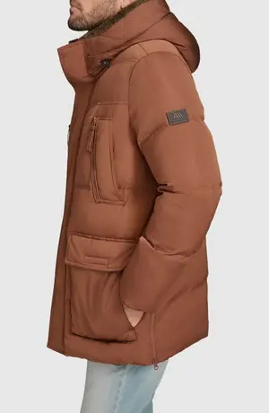 Andrew Marc Water Resistant Puffer Parka With Faux Shearling Lining - Copper