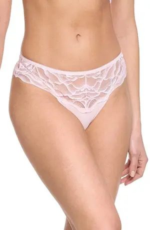 Hanky Panky Floral Lace Trim Thong - Vie En Rose Pink