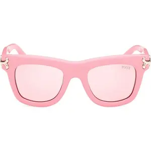 Emilio Pucci 50mm Square Sunglasses - Shiny Pink / Bordeaux