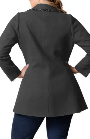 KIYONNA Juliette Satin Trim Coat - Graphite Grey