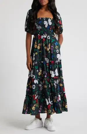 DRESSED IN LALA Butterfly Tiered Maxi Dress - Folklore