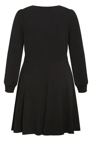 City Chic Karter Long Sleeve Fit & Flare Dress