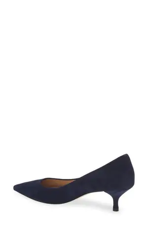 STUART WEITZMAN Pointed Toe Kitten Heel Pumps - Nice Blue