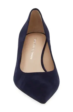 STUART WEITZMAN Pointed Toe Kitten Heel Pumps - Nice Blue