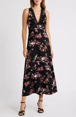 Loveappella Lace Inset Dress - Black Rose