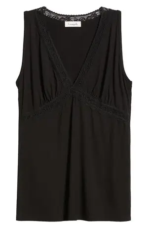 Loveappella Lace Inset Tank - Black