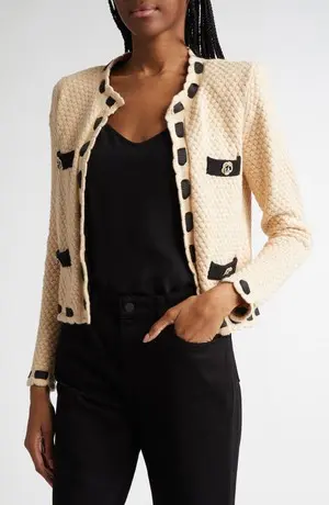 L'Agence Astor Contrast Trim Cardigan