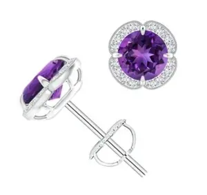 DONATELLO GIAN Sterling Amethyst Stud Earrings - Silver