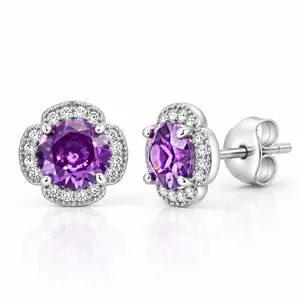 DONATELLO GIAN Sterling Amethyst Stud Earrings - Silver