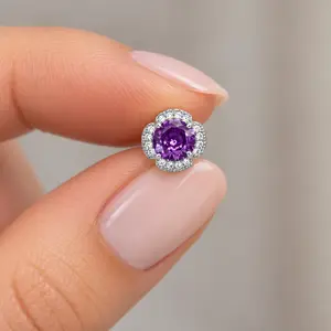 DONATELLO GIAN Sterling Amethyst Stud Earrings - Silver