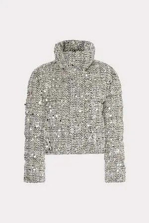 MILLY Hayes Sequin Tweed Puffer