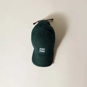 Miu Miu Denim Baseball Cap - Tobacco/emerald