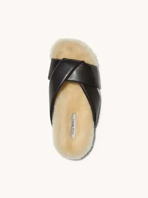 EMME PARSONS Fur-lined Folded Slides