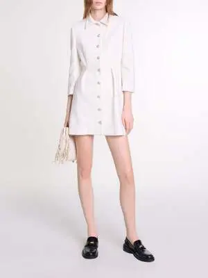 Maje Cotton Tweed Mini Dress - Ecru
