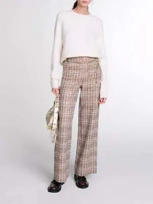 Maje Cotton Tweed Trousers - Brown
