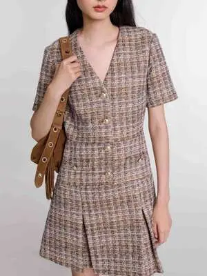 Maje Cotton Short Tweed Dress