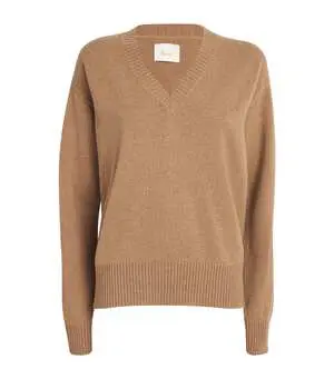 Harrods Cashmere V-neck Sweater - Beige