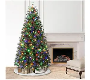 PULEO INTERNATIONAL 7.5' Pre-lit Colorado Pine Hristmas Tree - One-color