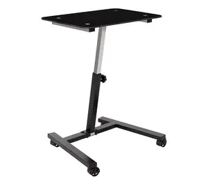 SEVILLE CLASSICS Seville Airlift 23.6 In Glass Height Adjustabl E Mobile Desk - One-color