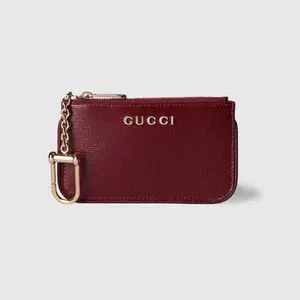 Gucci Zip Key Case With Script Leather