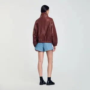 Sandro Oversized Bubble Leather Jacket