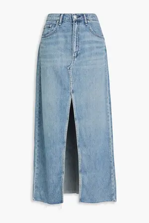 Rag & Bone Avery Frayed Denim Maxi Skirt