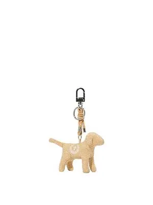 Pink Micro Dog Keychain Charm - Brown