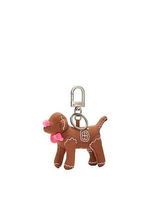 Pink Micro Dog Keychain Charm - Brown