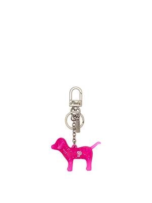 Pink Micro Dog Keychain Charm Pink