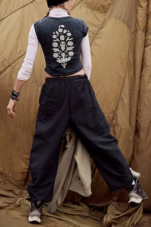Free People High-rise Relaxed Fit Barreled Leg Pants - Black