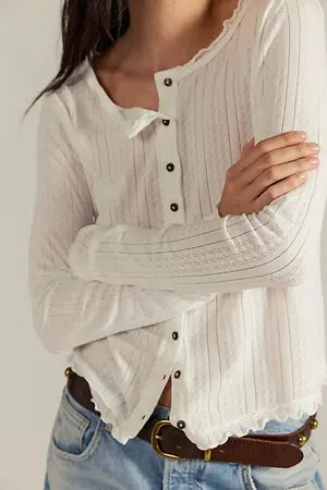 Free People We The Free Penny Pointelle Cardigan - Ivory
