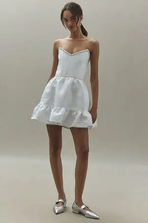 V. Chapman Evie Strapless Brocade Mini Dress In White - 29% Off |  Editorialist