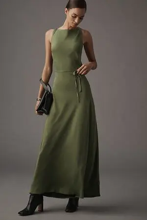 green emerald velvet dress Halter Dress – WeWoreWhat main image 0