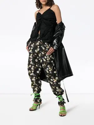 Off-White Floral Print Track Pants - Black