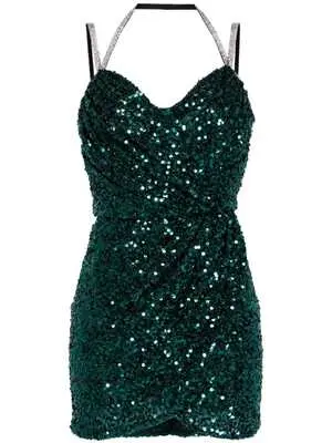 Dolce & Gabbana Crystal-embellished Sequinned Mini Dress - Green