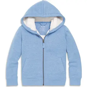 PRIMARY Teddy Fleece-lined Zip Hoodie - Heather Vintage Blue