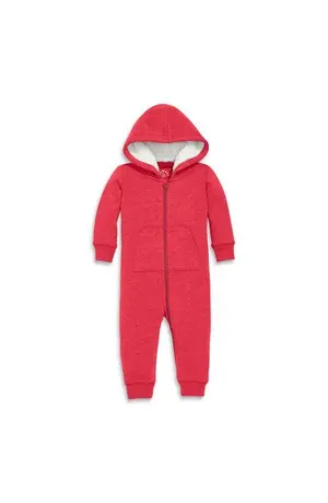 PRIMARY Teddy Fleece-Lined Zip Romper Heather Cherry