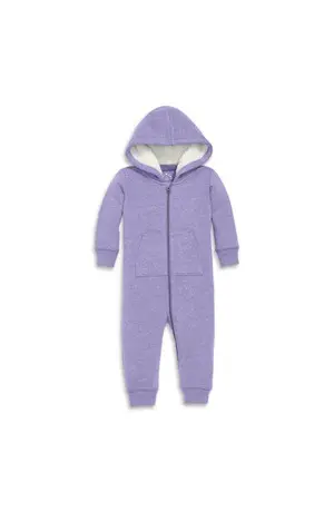 PRIMARY Teddy Fleece-lined Zip Romper - Heather Iris