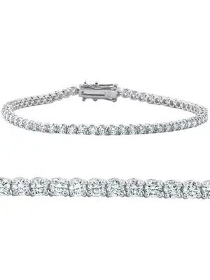 BLISS DIAMOND 4 Carat Tw Round Cut Diamond Tennis Bracelet In 14k Gold - 14k White Gold