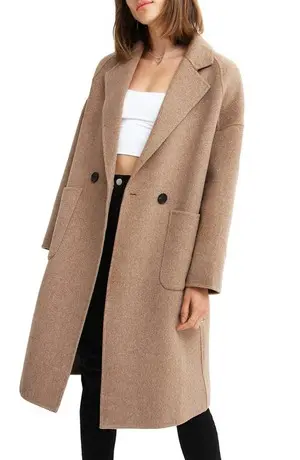 BELLE & BLOOM Double-breasted Wool-blend Coat