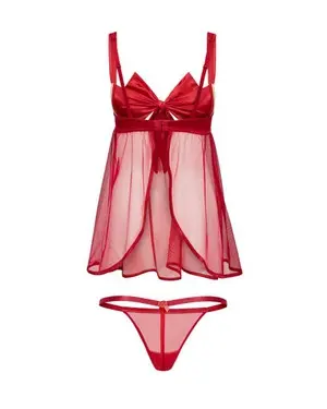 ADORE ME Bessima Babydoll & G-string Set Lingerie - Dark Red